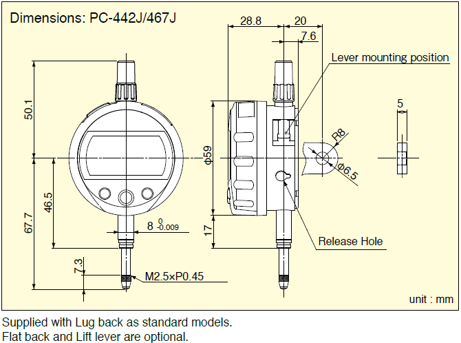 Teclock Digital Indicator,12.7mm/0.001 - PC-467J - MSP Metrology